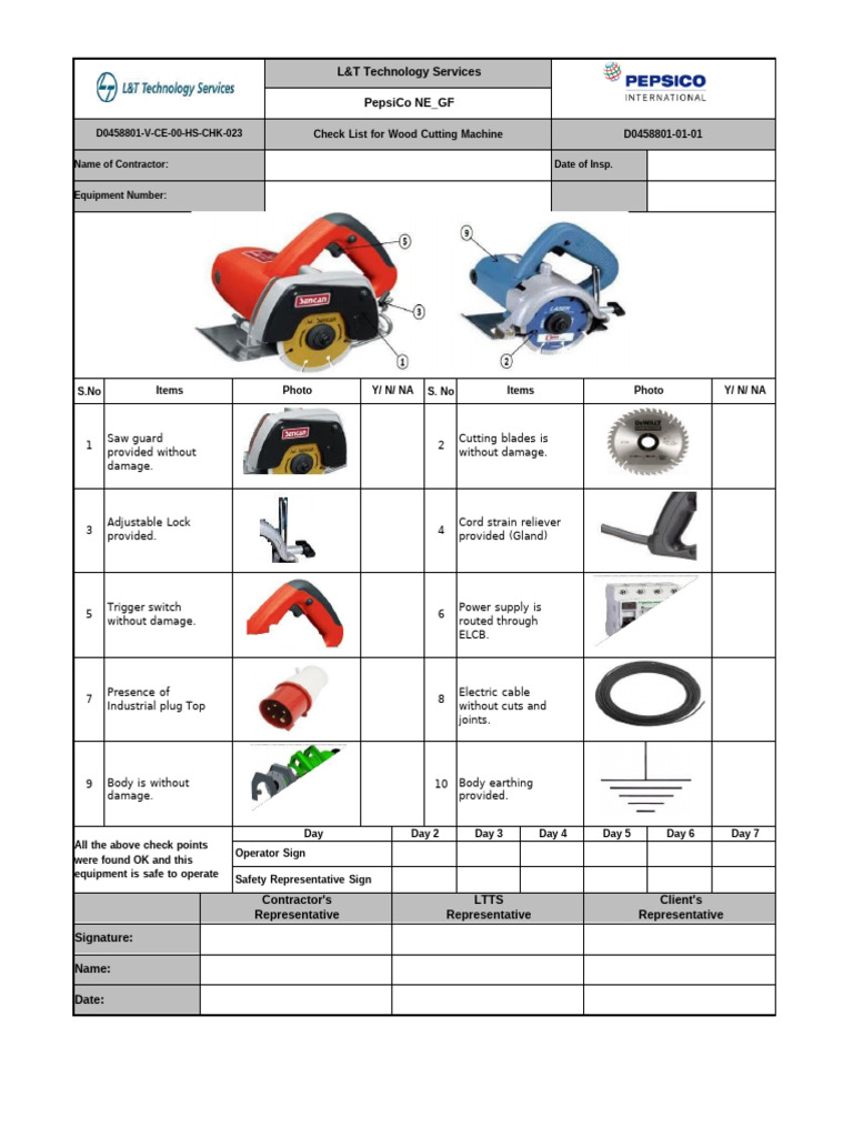 Wood Cutting Checklist | PDF