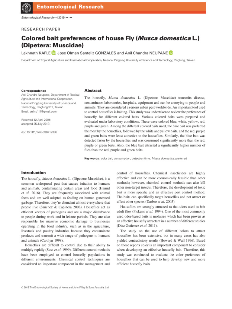 Colored Bait Preferences of House Fly Mu | PDF