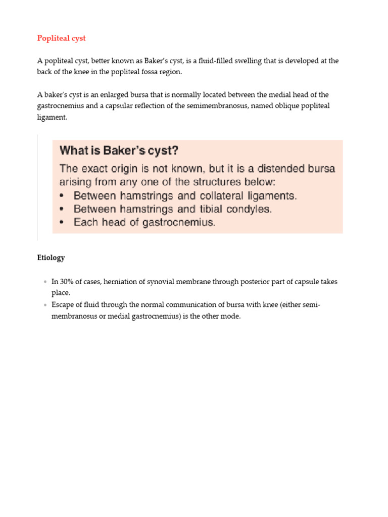 Popliteal Cyst | PDF