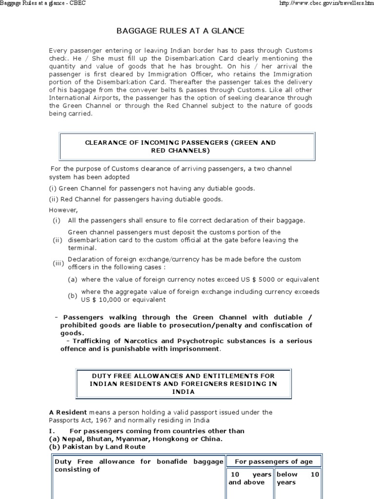 Indian Customs Baggage Rules 2025 | PDF | Customs | Currency