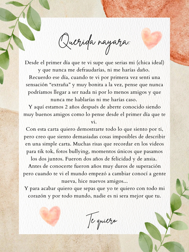 Documento A4 de Carta de Amor para Alguien Especial Ilustrada | PDF