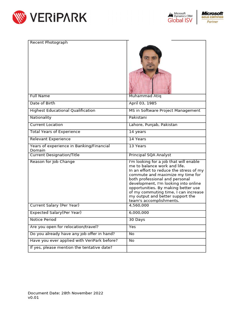 Candidate Summary Sheet v0.01 | PDF