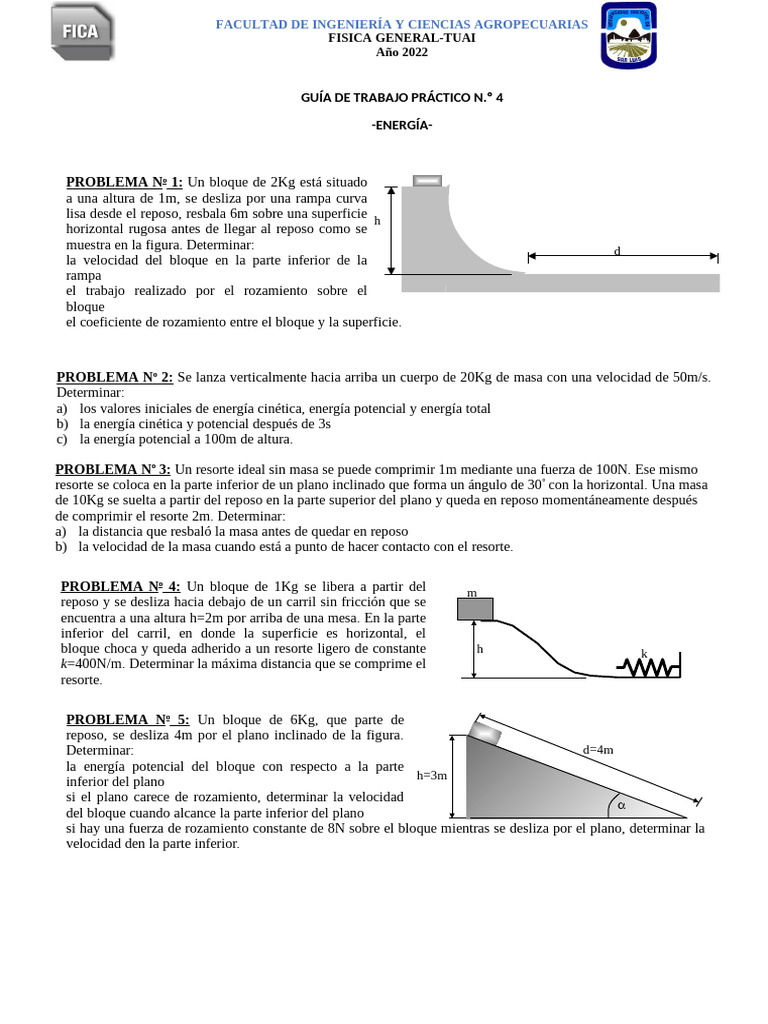 Practico - # - 4 - Dinamica - Problemas Energía | PDF | Fricción ... Practico - # - 4 - Dinamica - Problemas Energía | PDF | Fricción ...