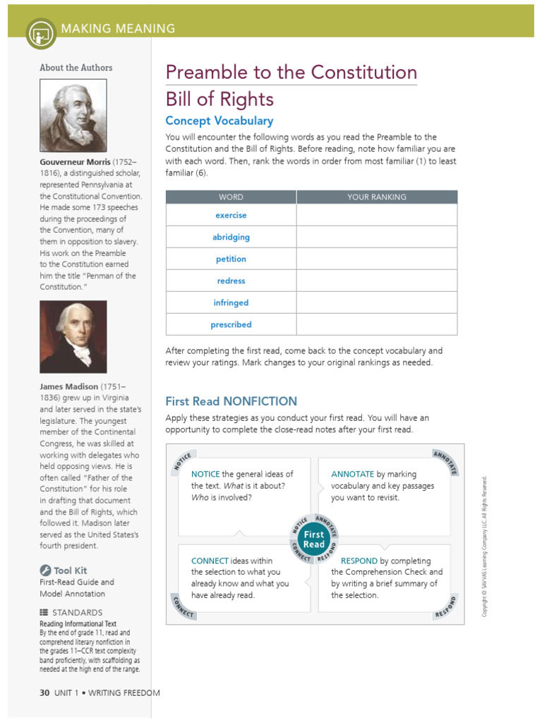 Preable To Consititution and Bill of Rights | PDF