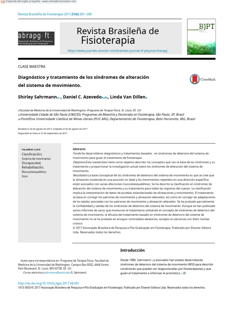 Diagnosis and Treatment of Movement System - En.es | PDF