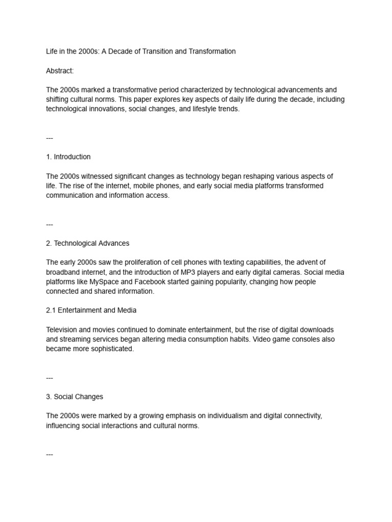 Life in The 2000s - A Decade of Transition and Transformation | PDF