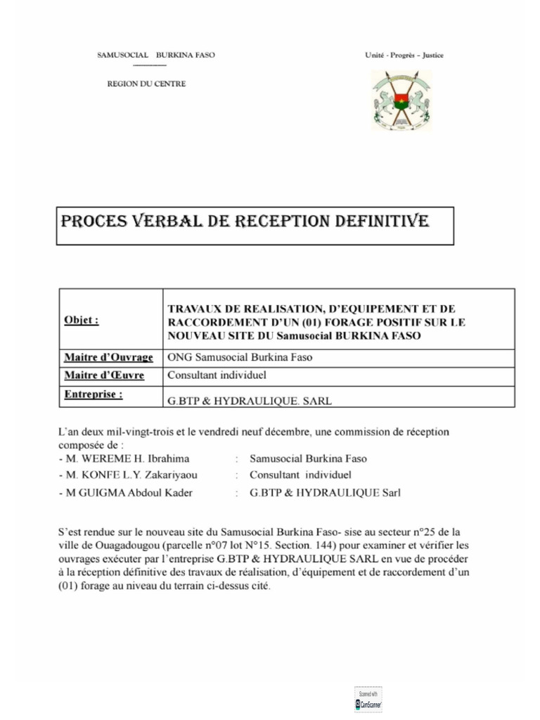 PV DE RECEPTION | PDF