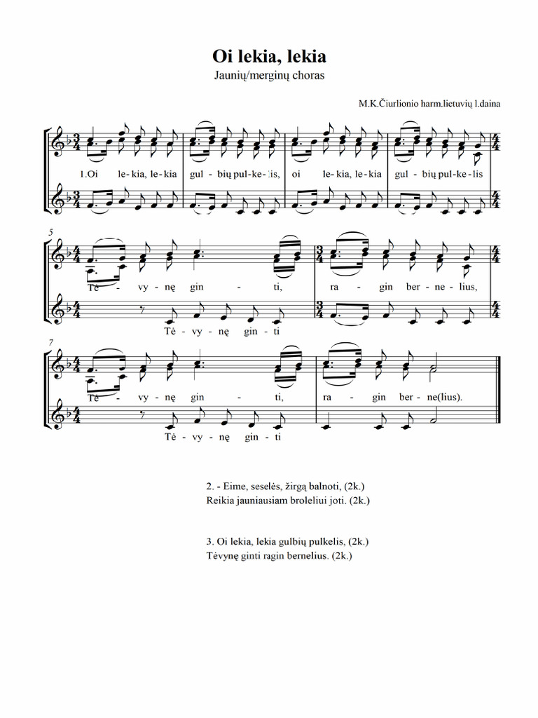 Oi Lekia Jauniai Merginos Choras | PDF