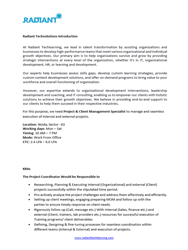 JD_Project Management Associate | PDF