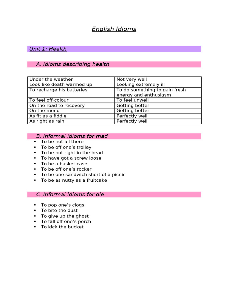 English Idioms | PDF