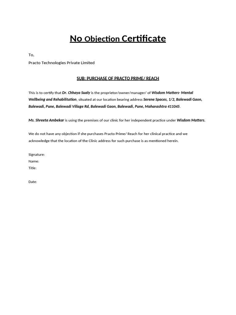 No Objection Certificate | PDF