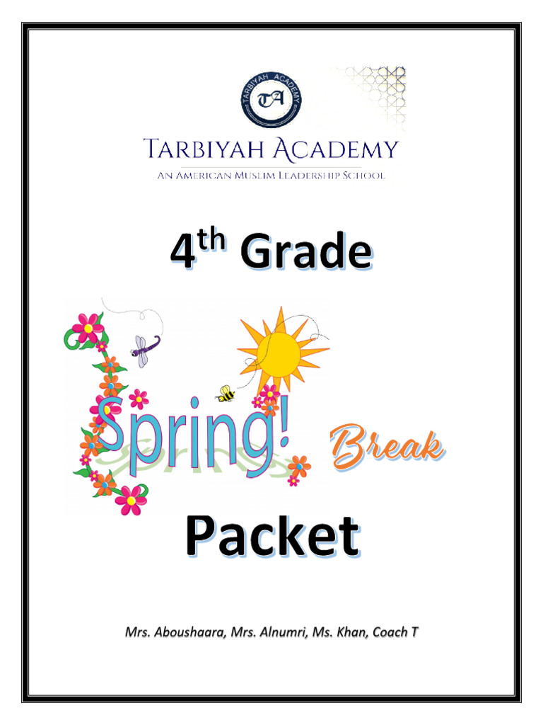 4th Grade Spring Break 2020 Packet | PDF