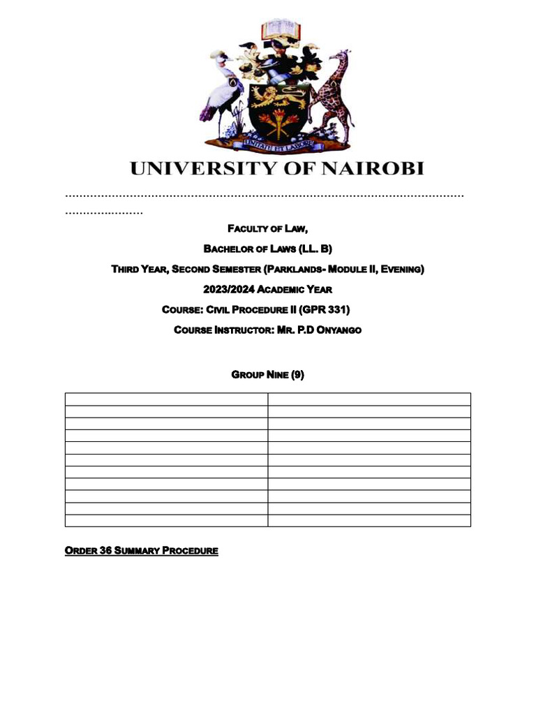 CIVIL PROCEDURE II ASSIGNMENT - GROUP 9 (SUMMARY JUDGEMENT) - Final | PDF