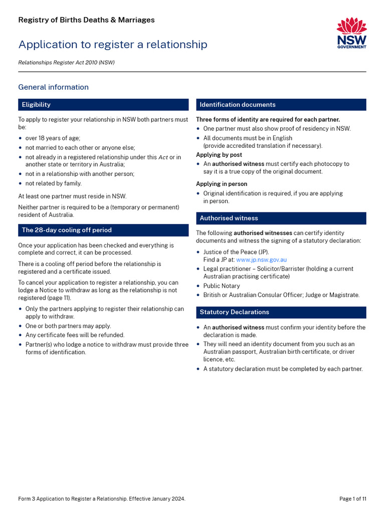 Apply For Relationship Registration | PDF