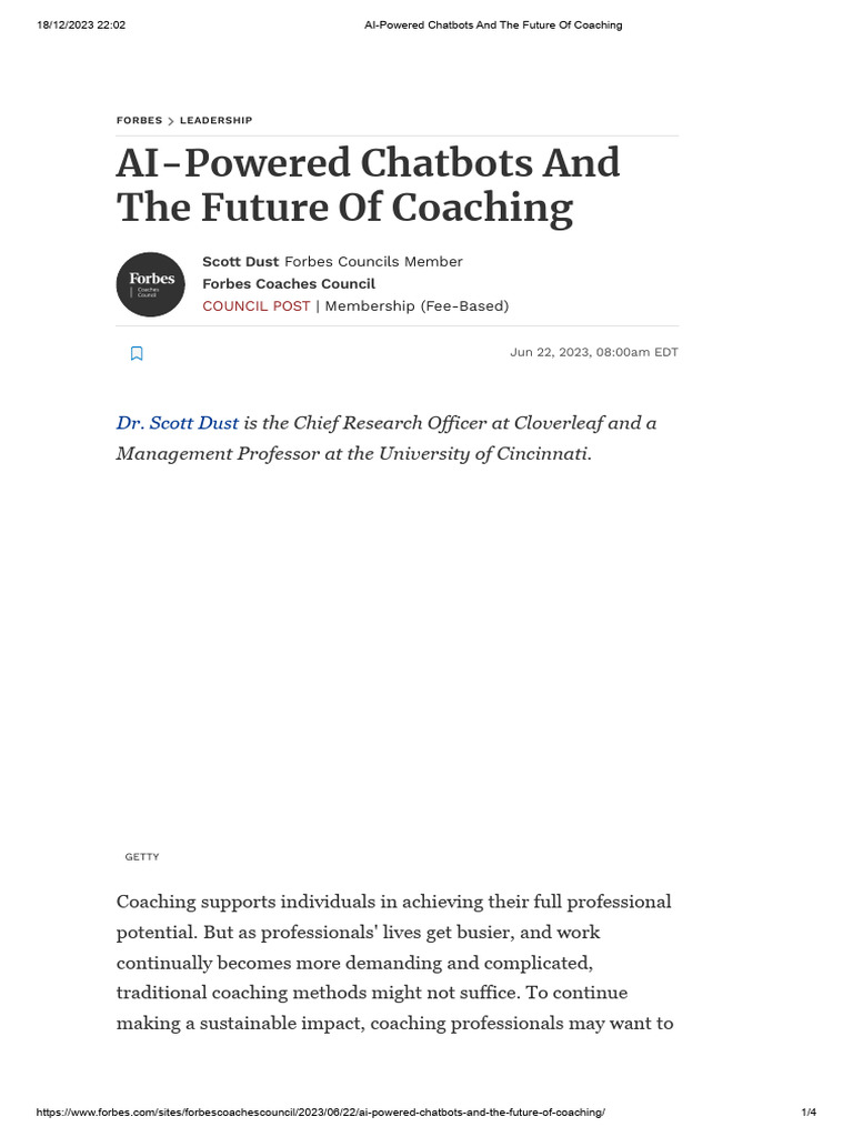 AI-Powered Chatbots and The Future of Coaching | PDF