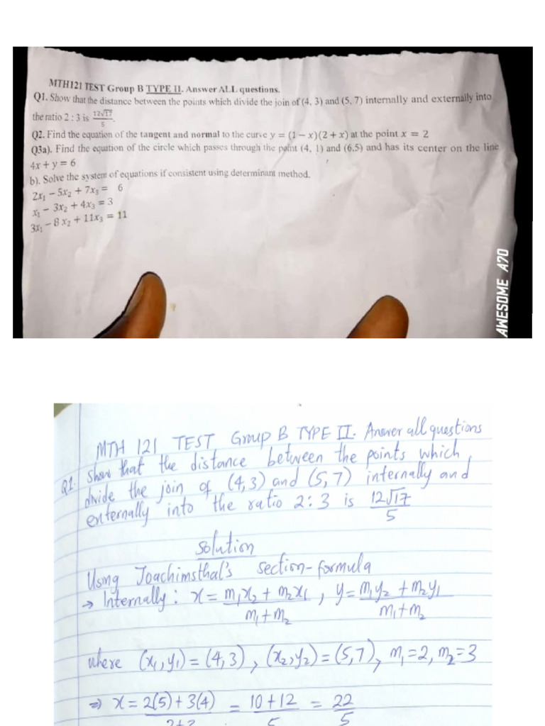 MTH 121 TEST Group B TYPE 2 | PDF