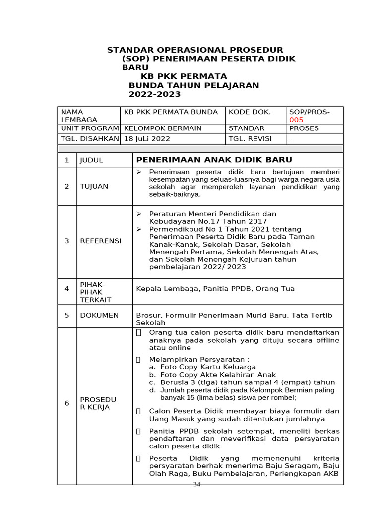 Sop PPDB | PDF