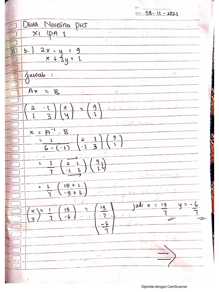 MTKP - XI IPA 1 - Olivia Novelina PHS | PDF