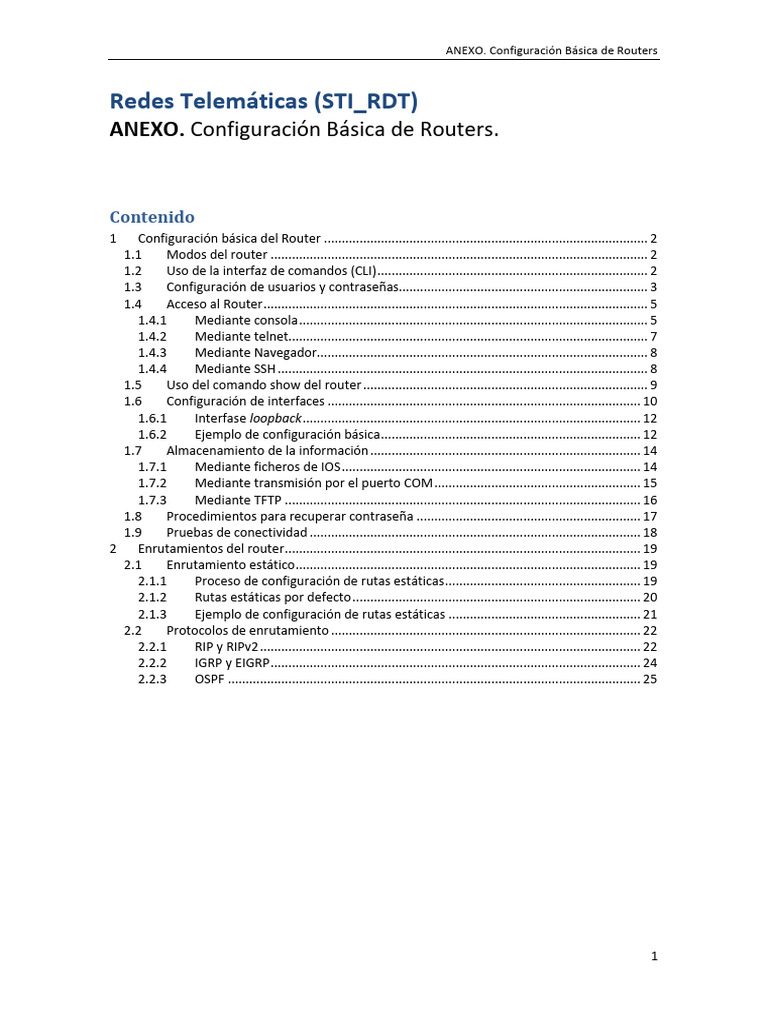 ANEXO. Configuración Básica de Routers | PDF
