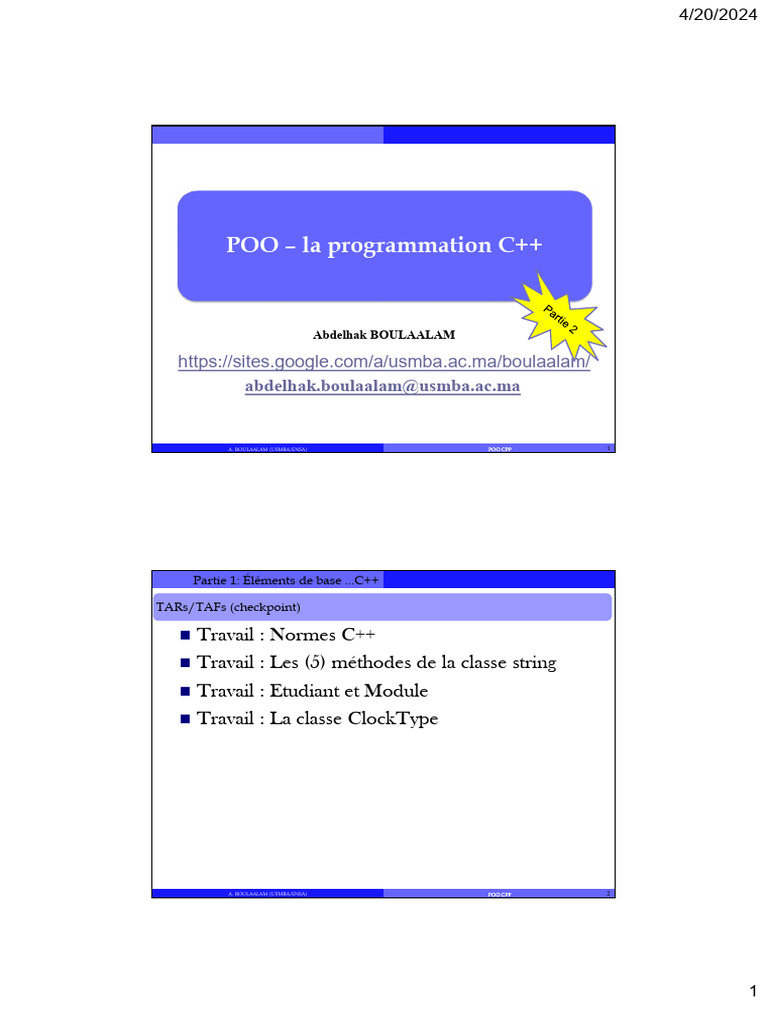 Partie 2 POO C++ Version 2024 | PDF