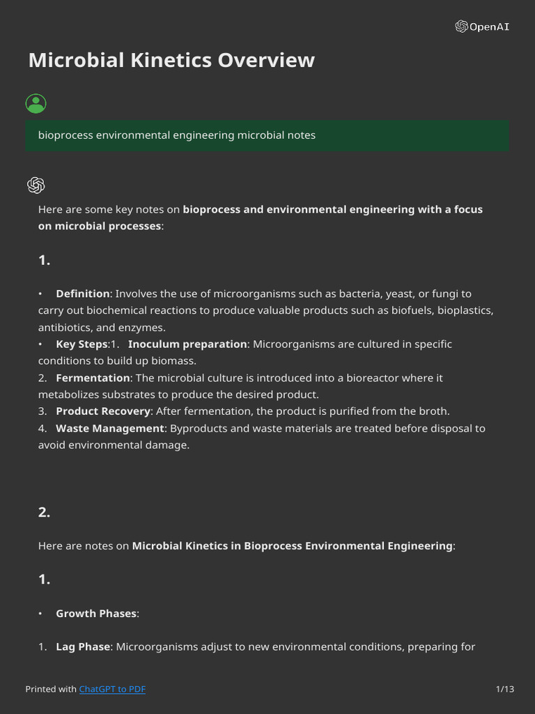 Microbial Kinetics Overview | PDF | Microorganism | Biology