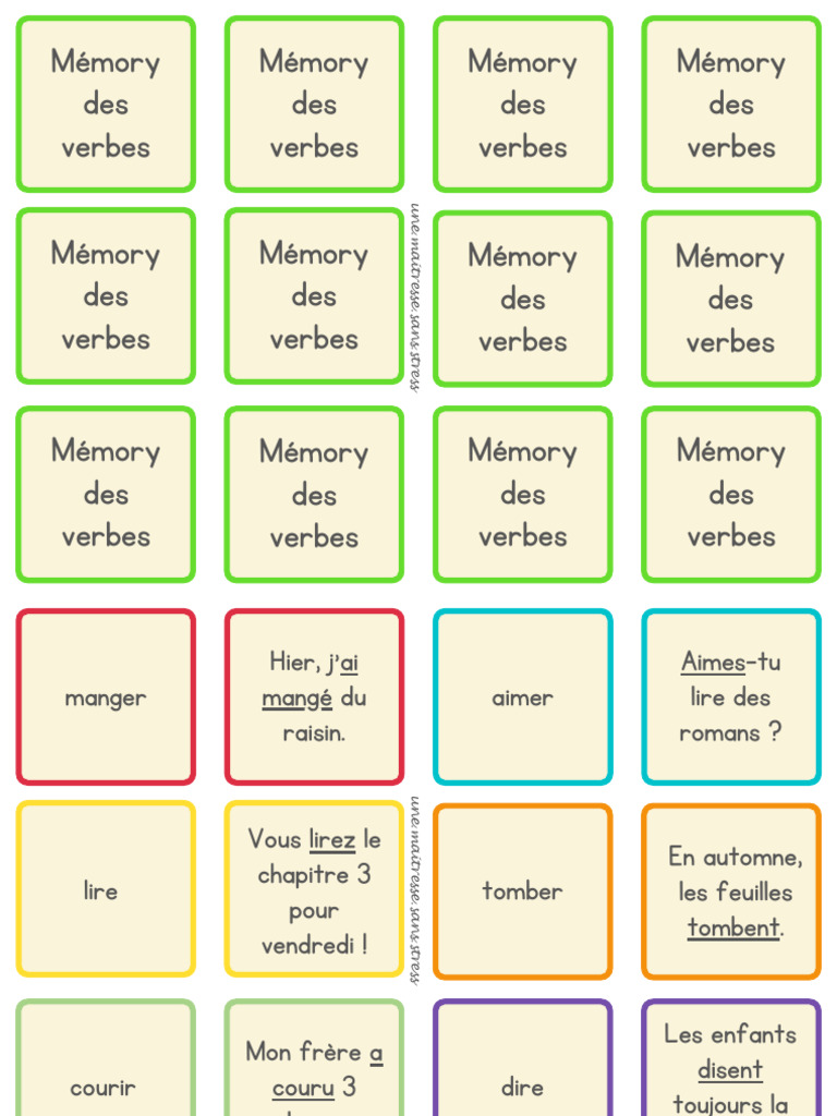 Manon Memory Des Verbes 2 Niveaux | PDF