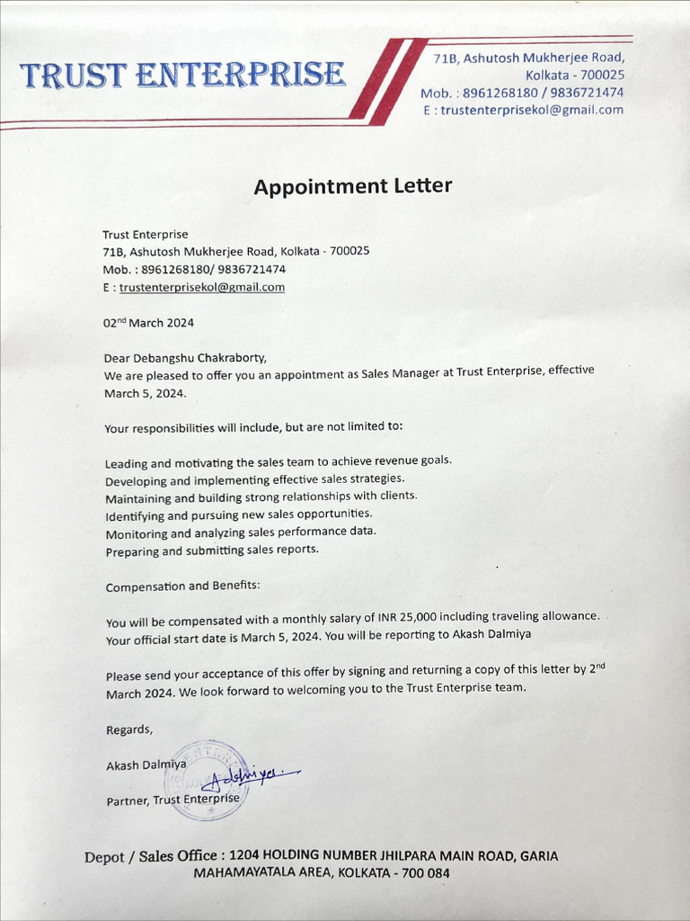 Appointment Letter | PDF