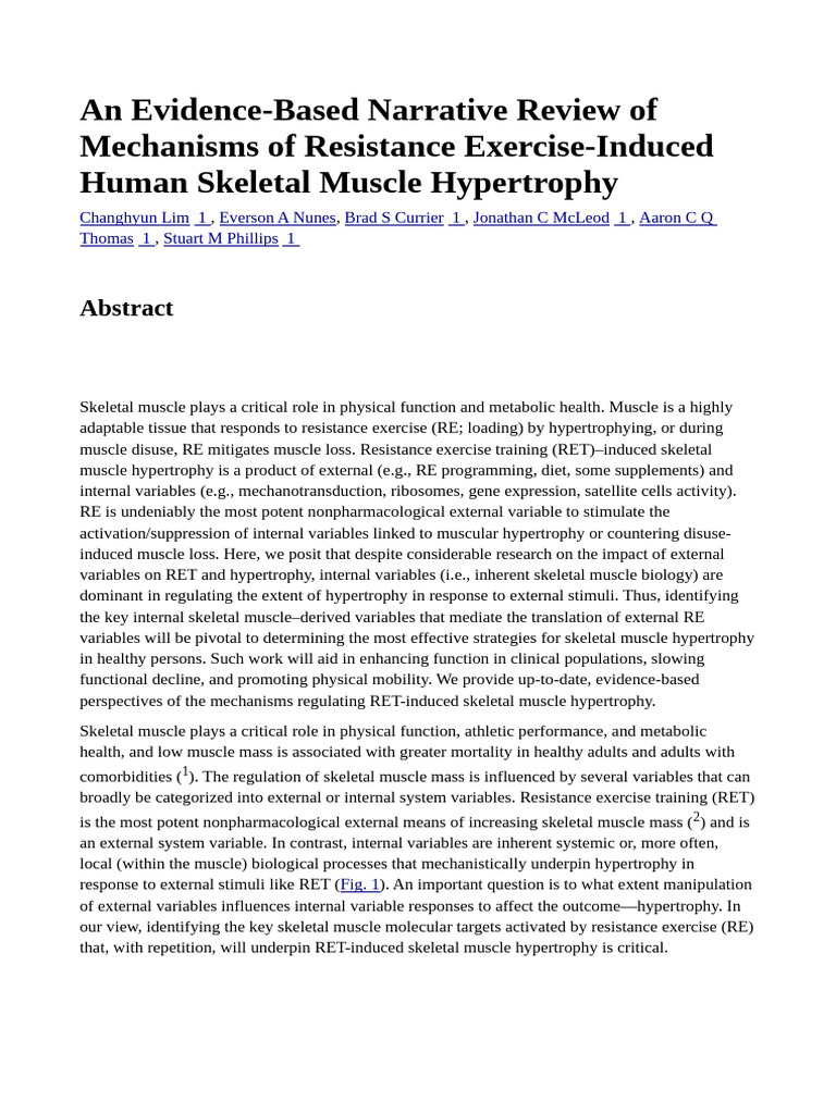 An Evidence-Based Narrative Review of Mechanisms of Resistance Exercise ...