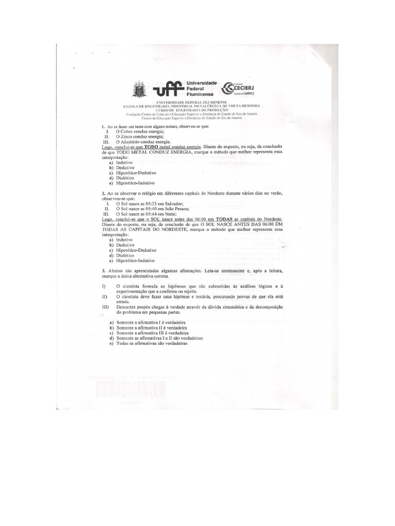 AP1 2016.1 Metodologia Científica | PDF