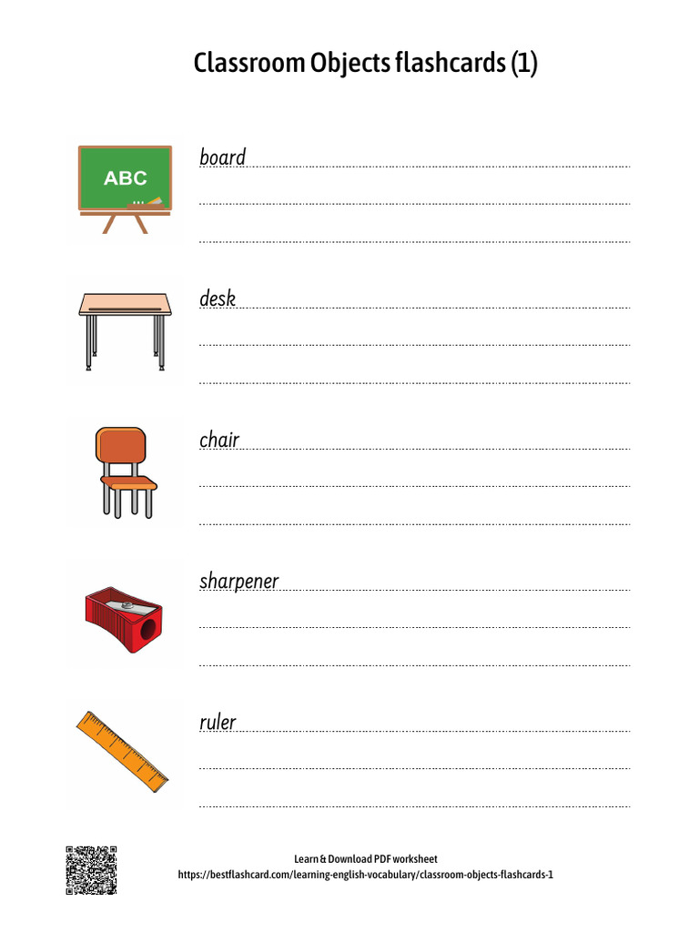 Classroom-objects-flashcards | PDF