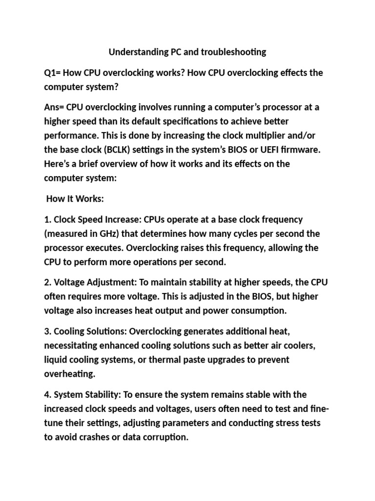 Understandung PC and Troubleshooting Important Question | PDF