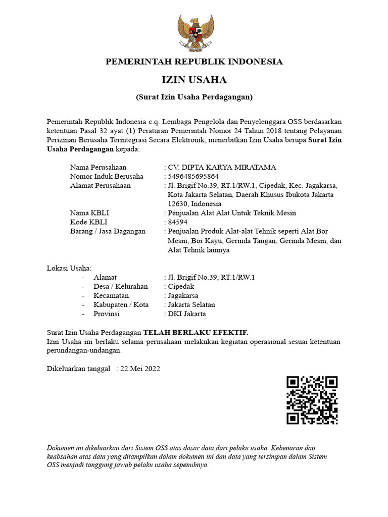 Cv. Dipta Karya Miratama | PDF