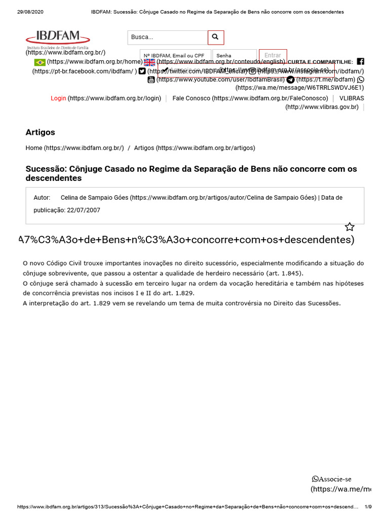 Sucessão: Cônjuge e Descendentes na Herança | PDF | Família | Casamento