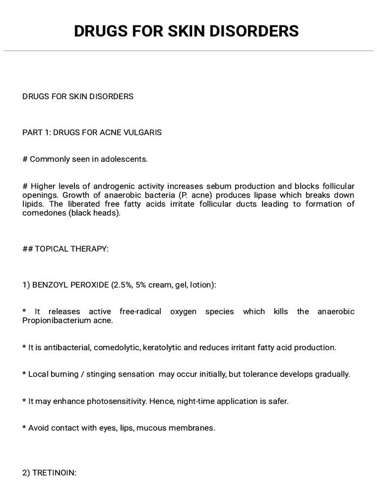 Drugs For Skin Disorders (SGD) | PDF