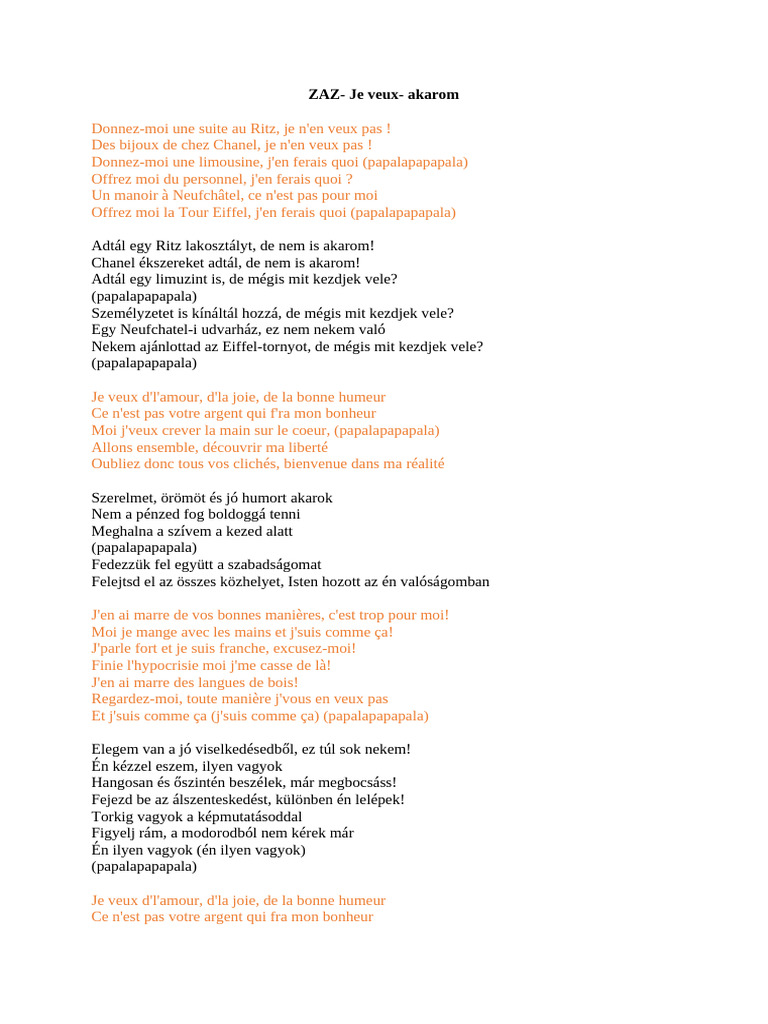 ZAZ-je Veux | PDF