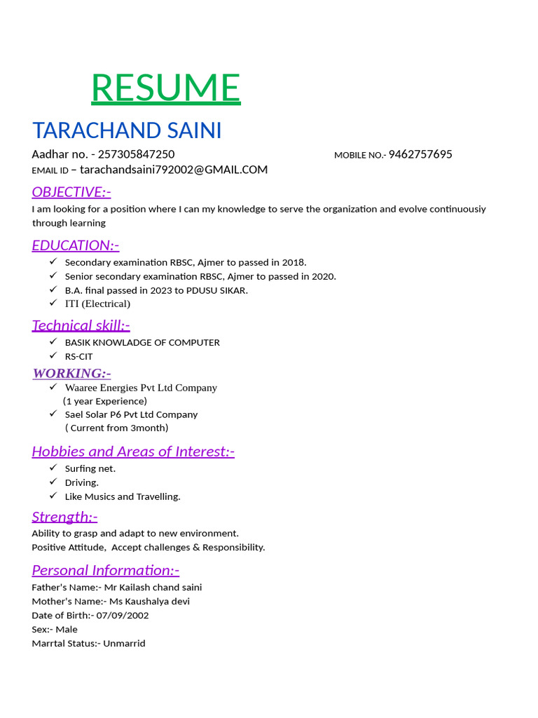 Resume Details by BL | PDF