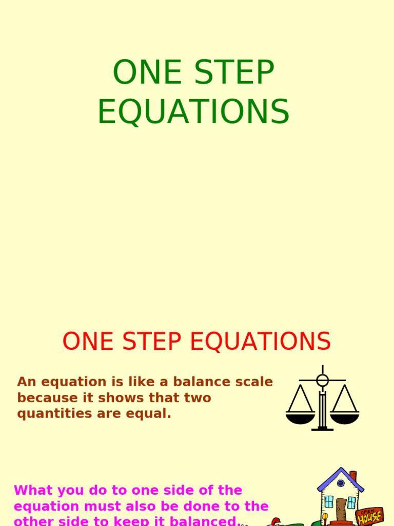 POWERPOINT One Step Equations | PDF