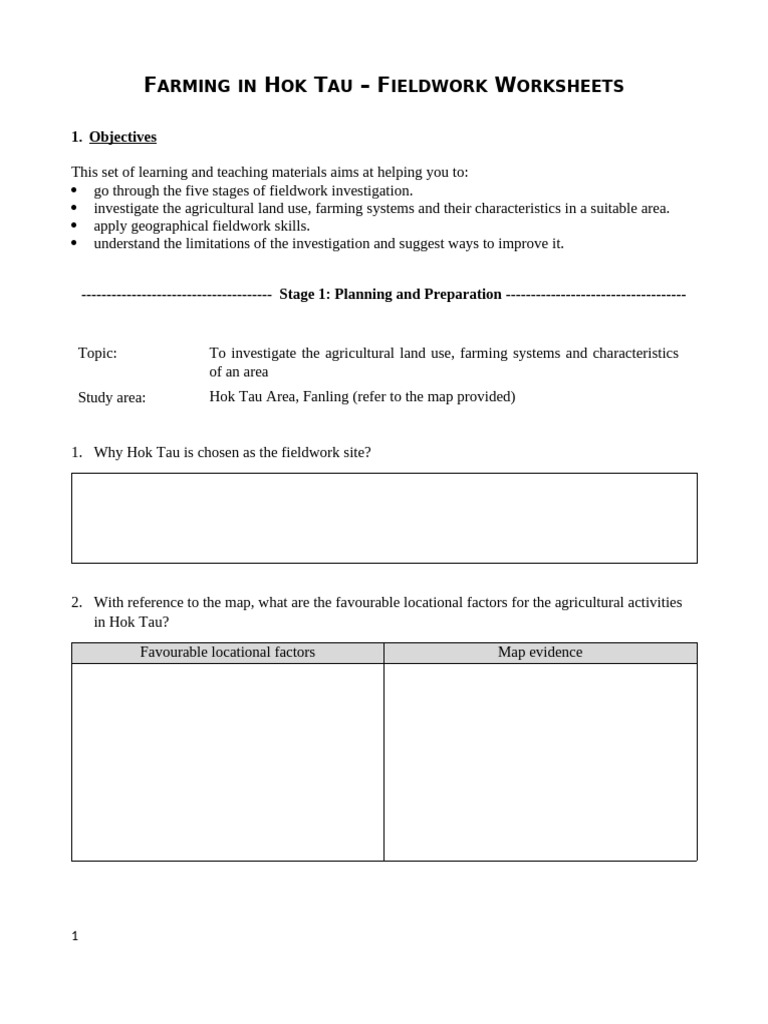 Farming Fieldwork Worksheet-Eng | PDF