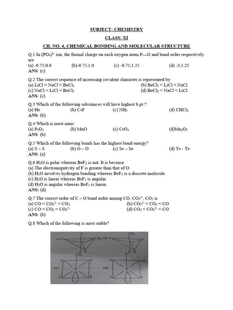 Chemical Bonding & Molecular Structure | PDF Chemical Bonding & Molecular Structure | PDF