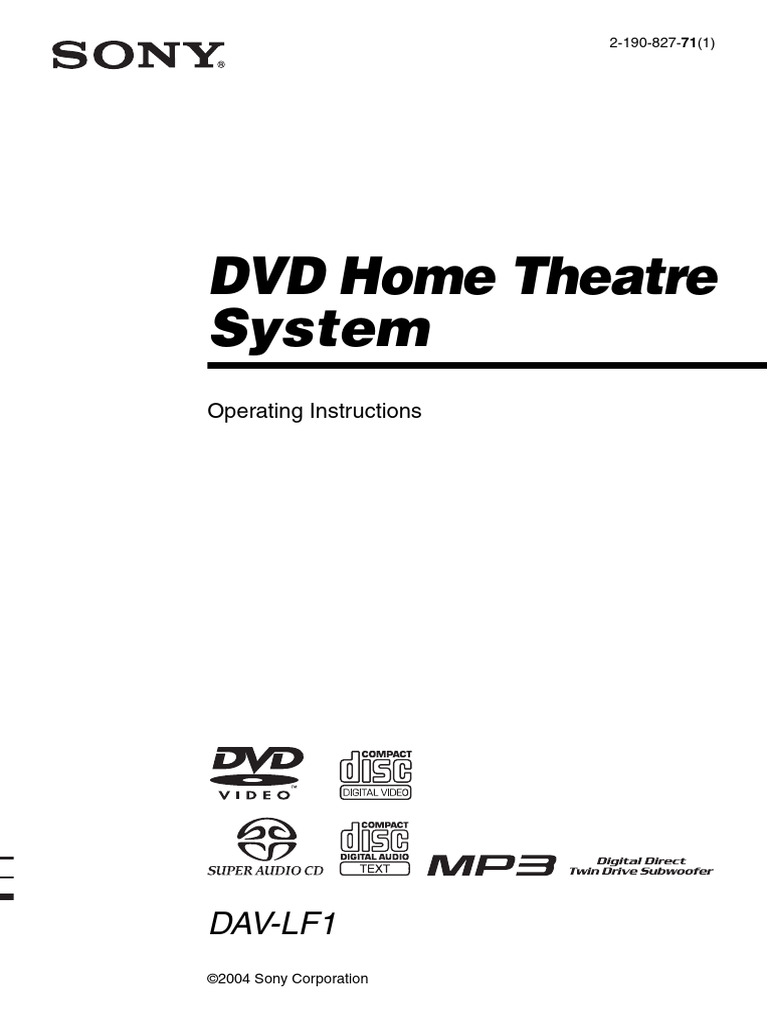 DVD Home Theatre System: Dav-Lf1 | PDF
