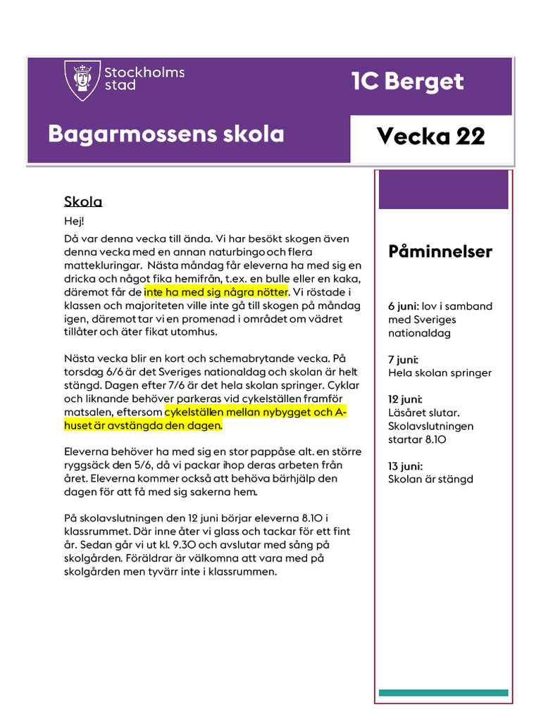 Veckobrev V22 | PDF