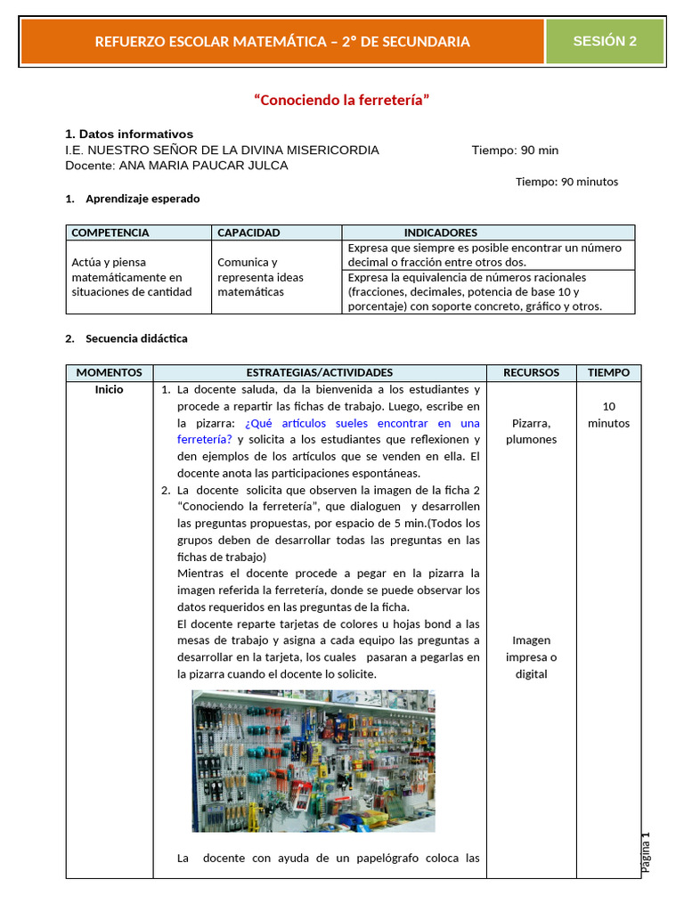 Sesion Refuerzo Segundo | PDF