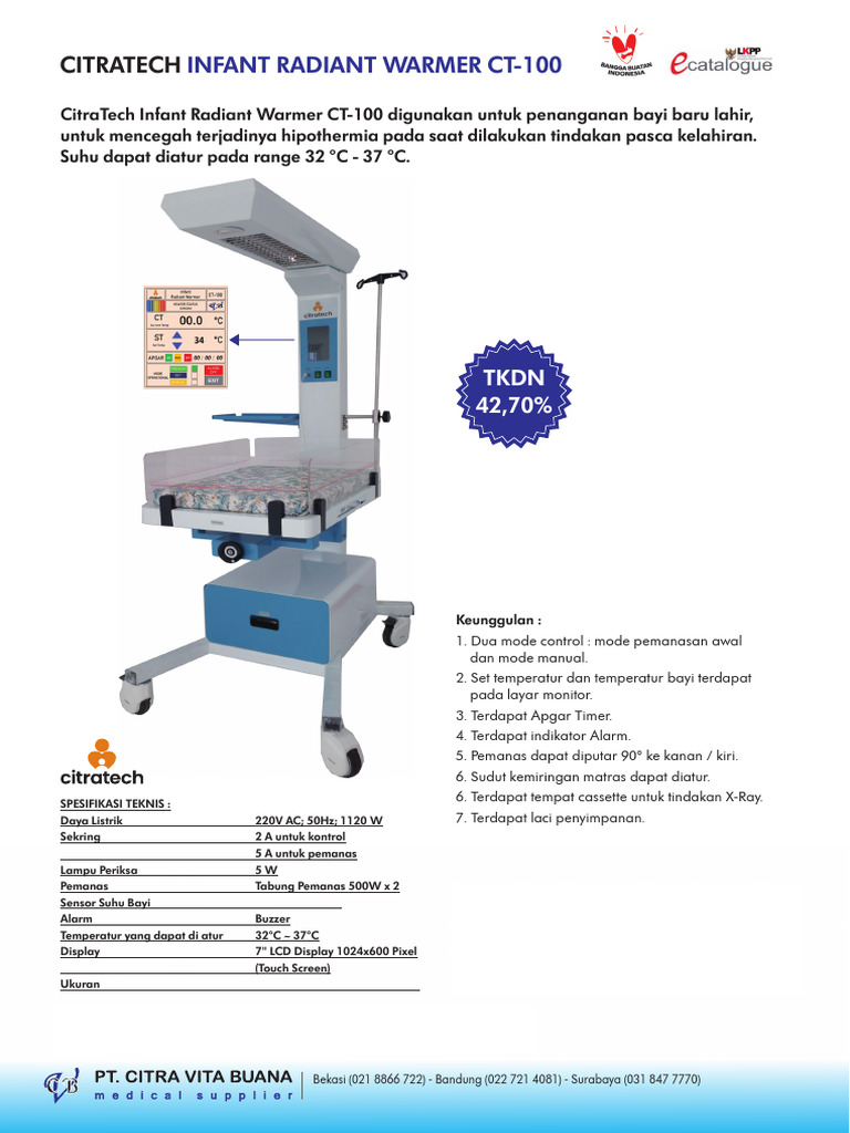 Brosur CITRATECH Infant Warmer CT 100 | PDF