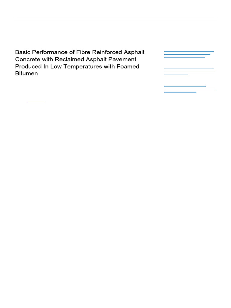 Basic Performance of Fibre Reinforced Asphalt Conc | PDF | Materials | Building Materials