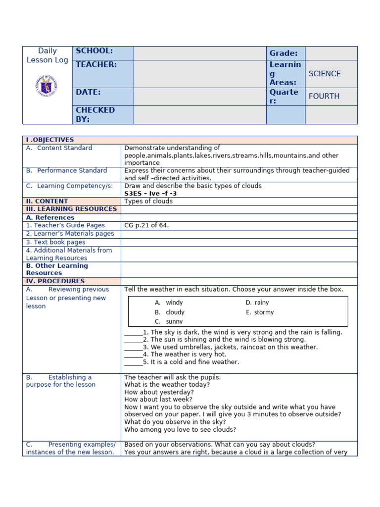 Grade 3 - COT - DLP - Q4 - Science | PDF