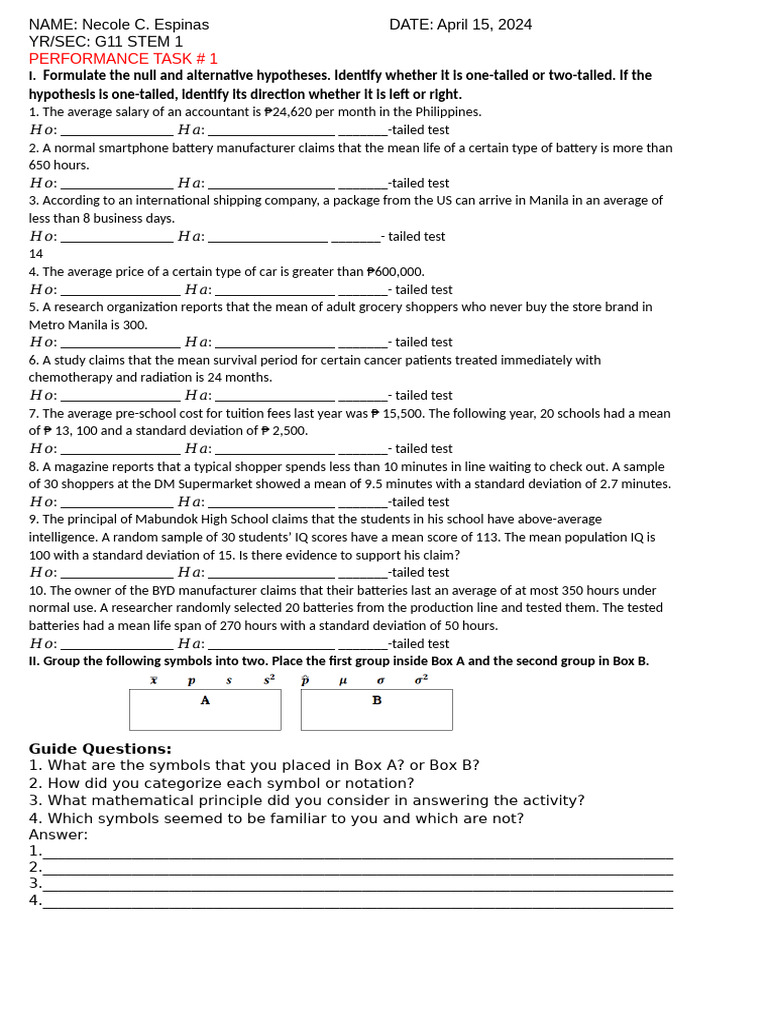Performance Task 1 4th Quarter | PDF