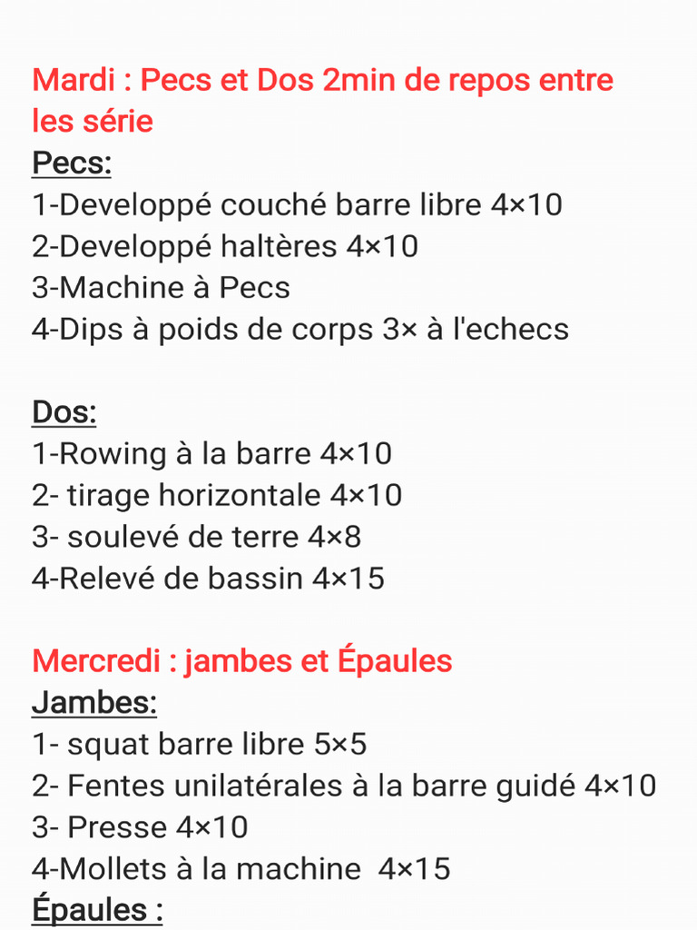 Programme - Muscu | PDF