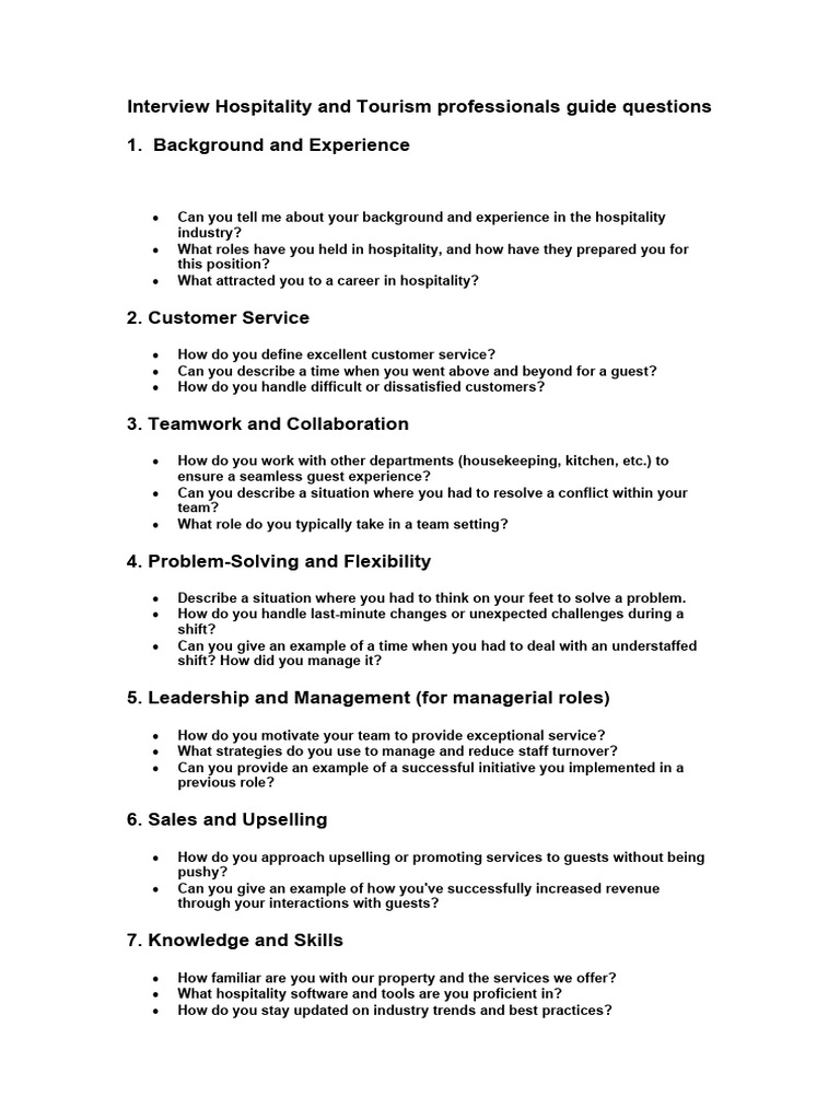 Interview Hospitality and Tourism Professionals Gu | PDF