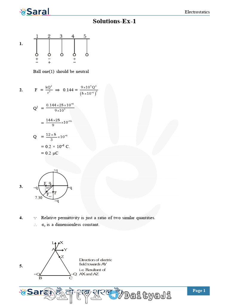 Sheet Solutions Electrostatics V2.2 | PDF