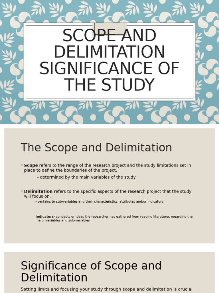 Scope and Delimitation | PDF